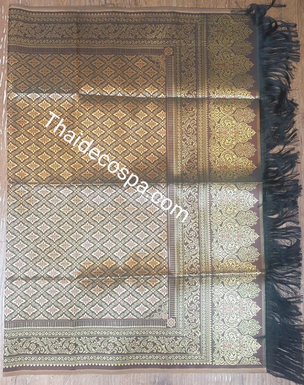 ผ้าปูโต๊ะ ปูเตียงสปา ลายพุ่มไทยโบราณ - Thai Deco Spa